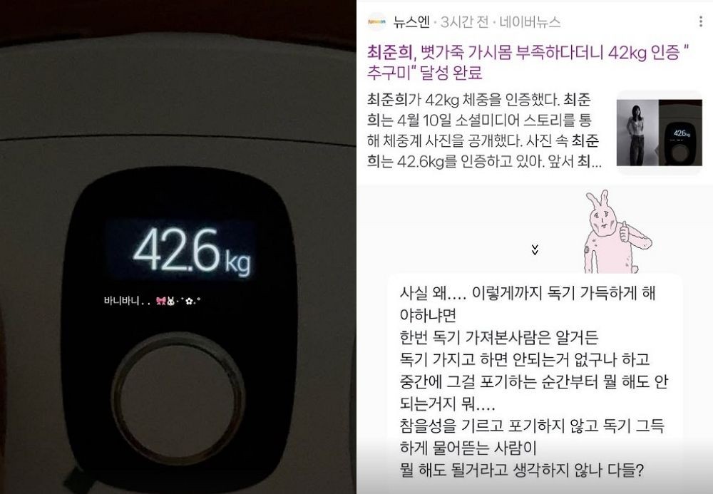 '170cm' 최준희, 가시몸 원한다더니... 42kg 찍었다